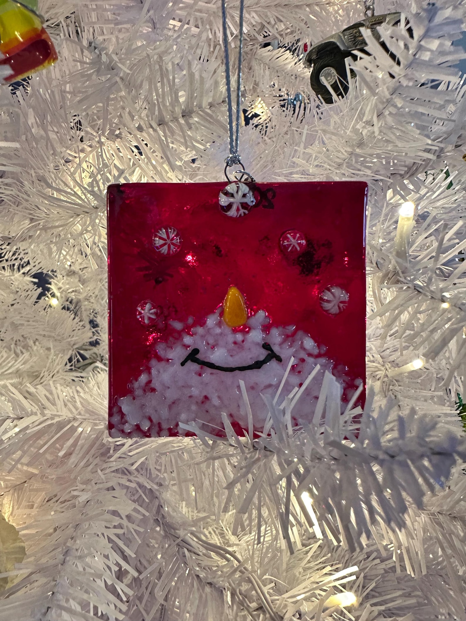 Fused Glass Snowman Christmas Tree Ornament/sun Catcher/ Snowman - Etsy
