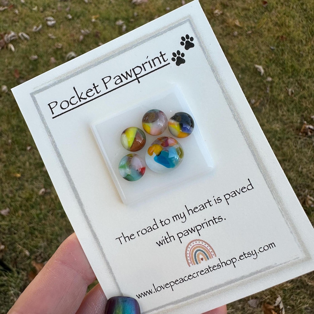 Fused Glass Pocket Paw Print Token: Pet Memorial Gift - Etsy