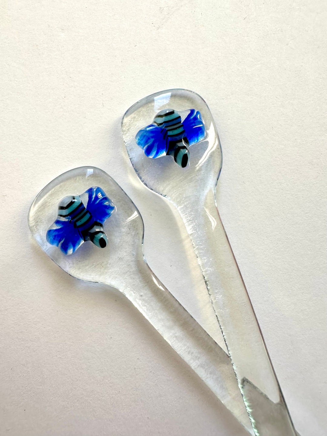 Fused Glass Swizzle Sticks, Set of 2 Cocktail Stirrers, Glass Drink ...