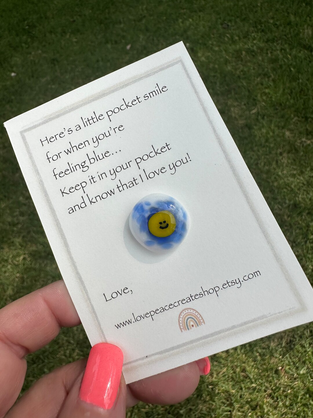 Fused Glass Pocket Smile / Pocket Hug / Pocket Token - Etsy