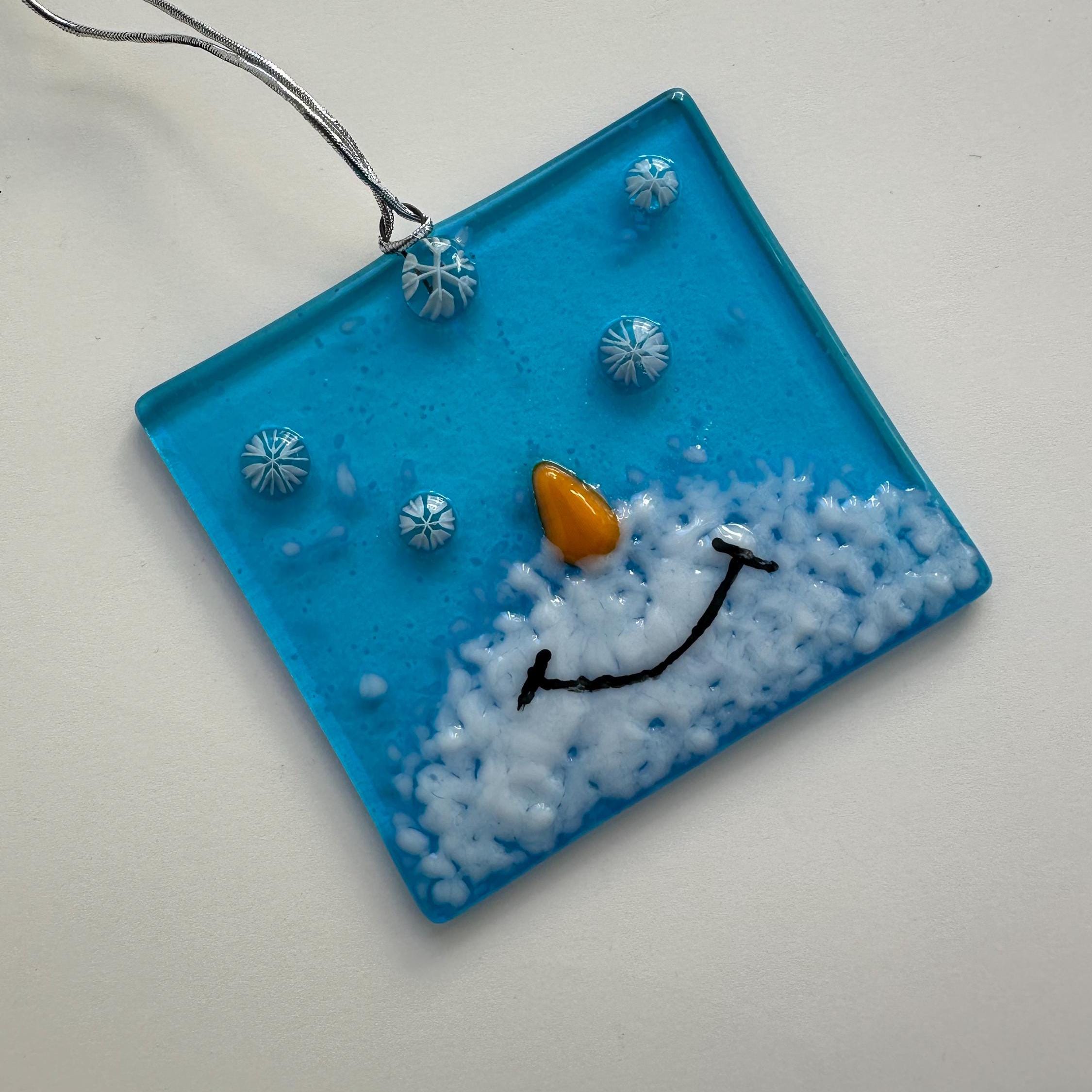Fused Glass Snowman Christmas Tree Ornament/sun Catcher/ Snowman - Etsy