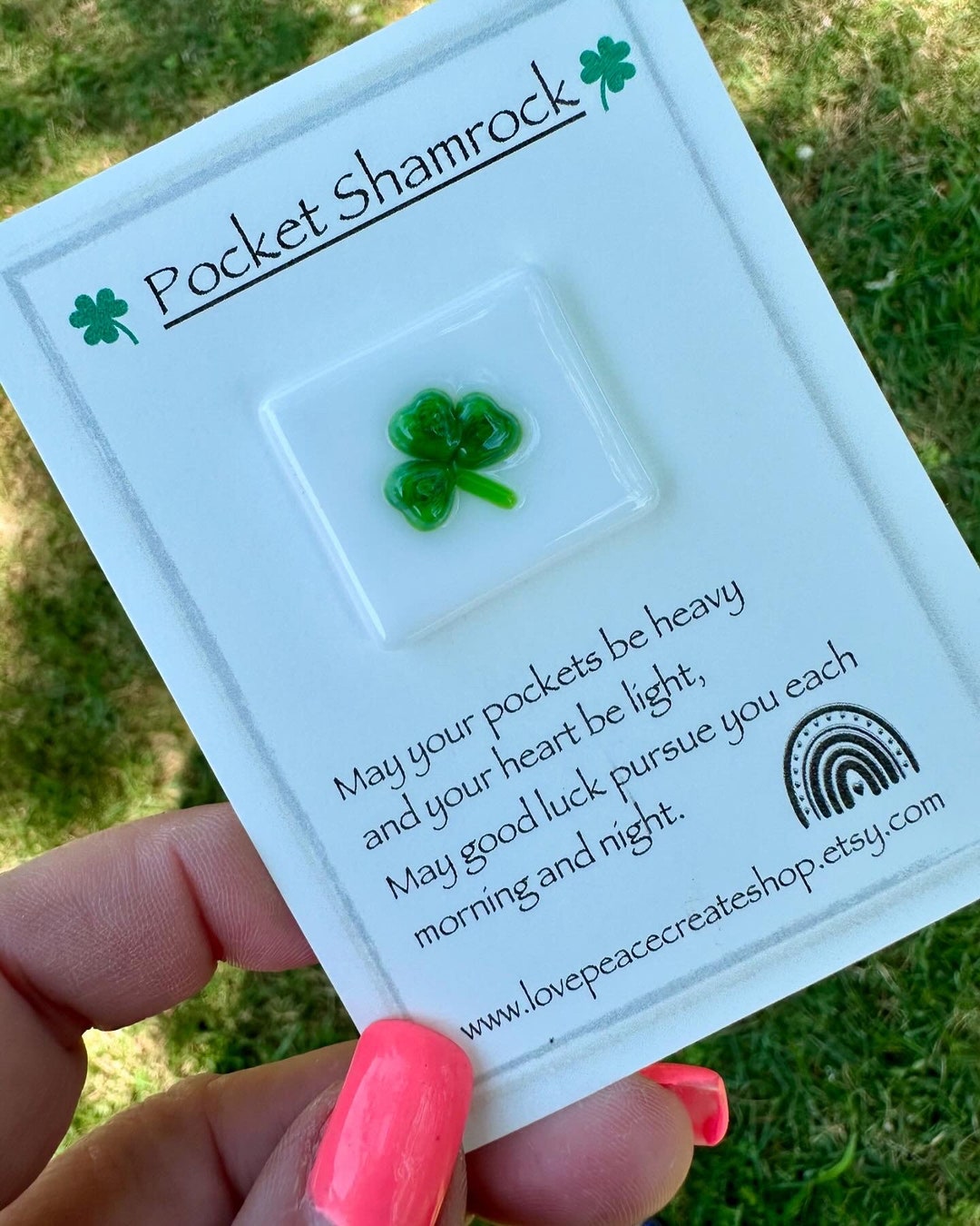 Fused Glass Pocket Shamrock / Clover /pocket Hug - Etsy