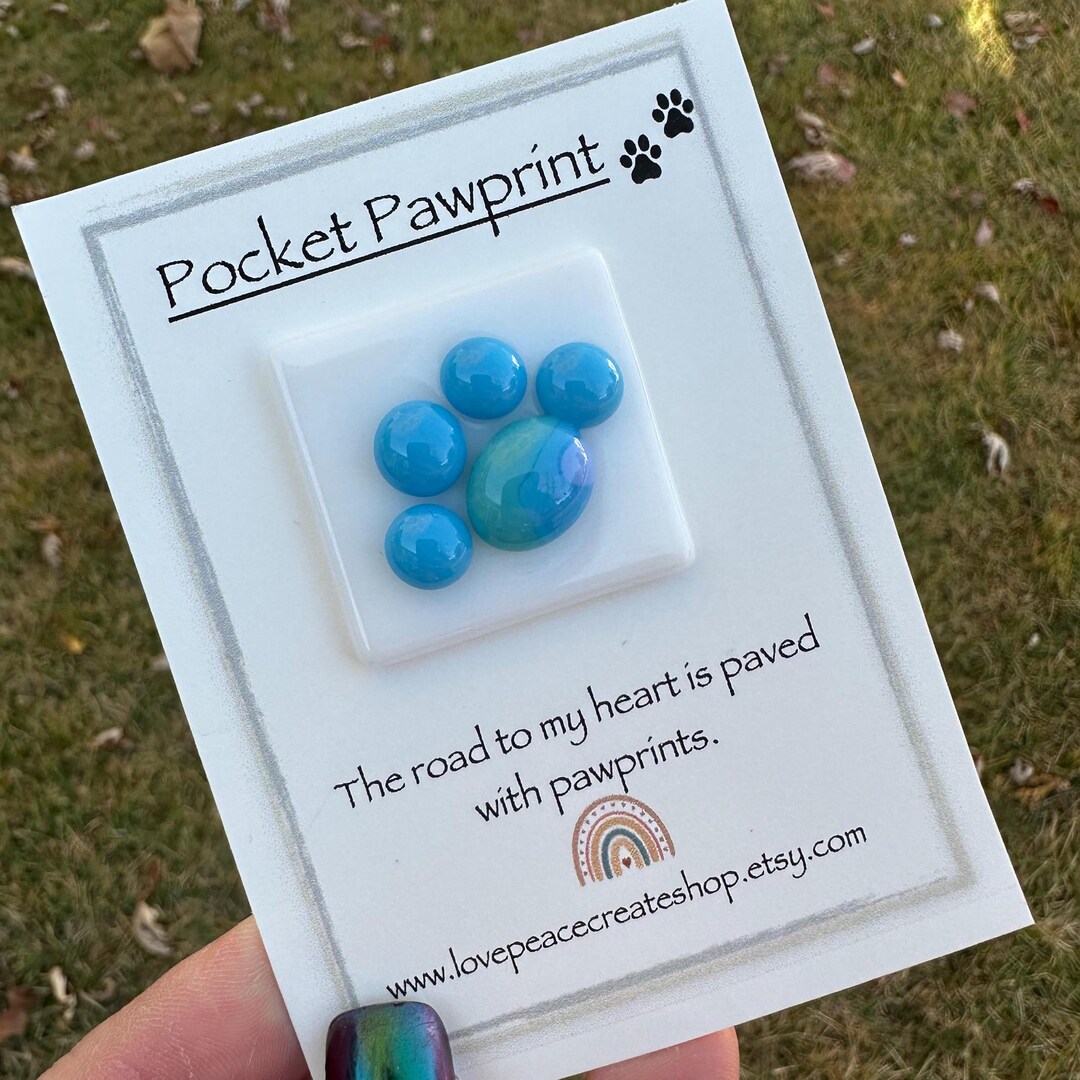 Fused Glass Pocket Paw Print / Paw Prints/ Pet Memory / Pet Lover Gift ...