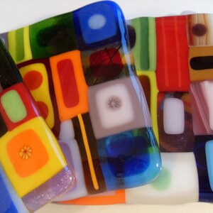 Funky Geometric Super Colorful Fused Glass Coasters - Etsy Canada