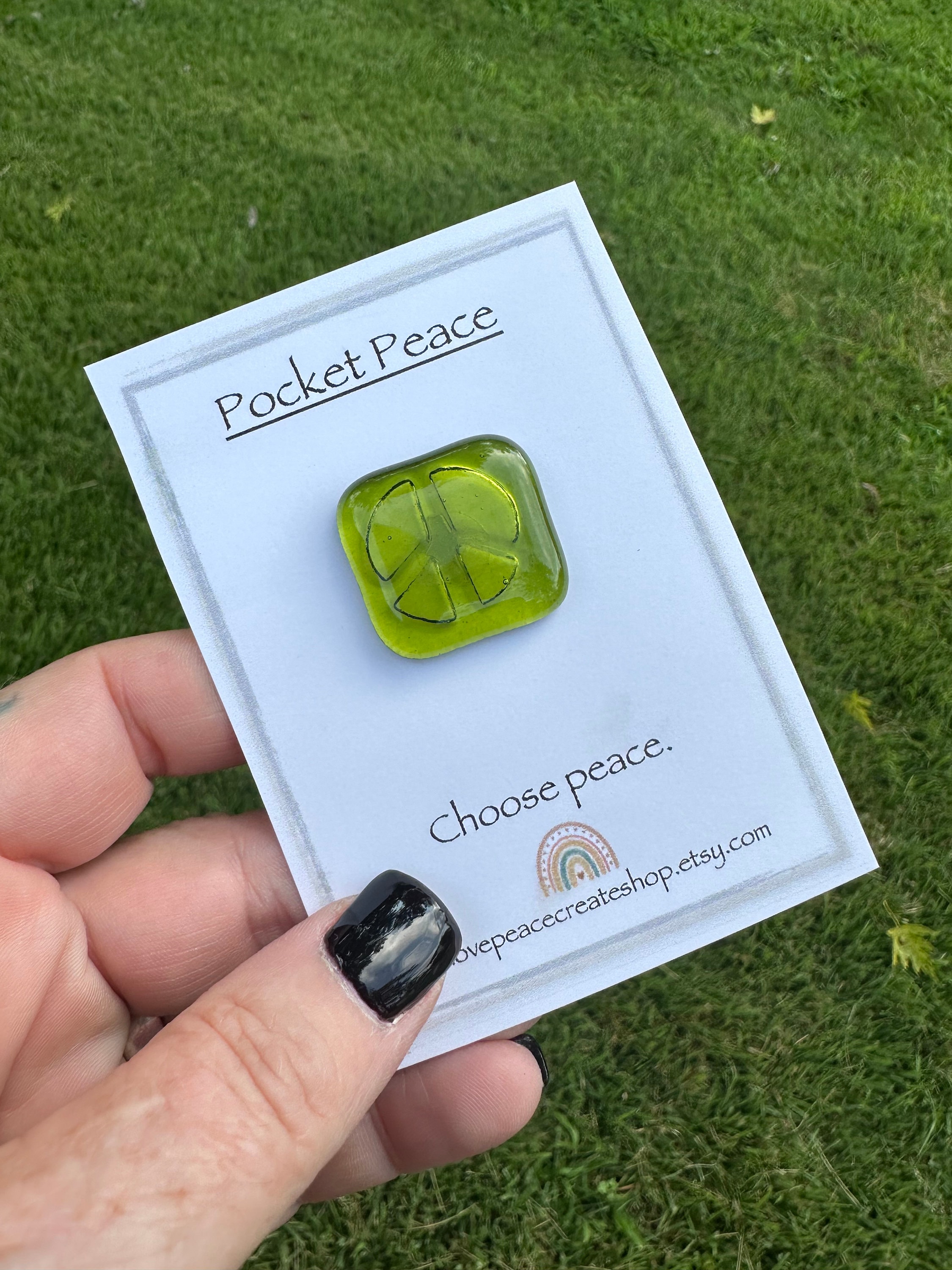 Fused Glass Peace Sign Pocket Token, Encouragement Gift - Etsy