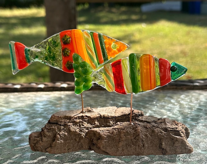 Fused Glass Driftwood Fish/ Fish/glass Fish - Etsy