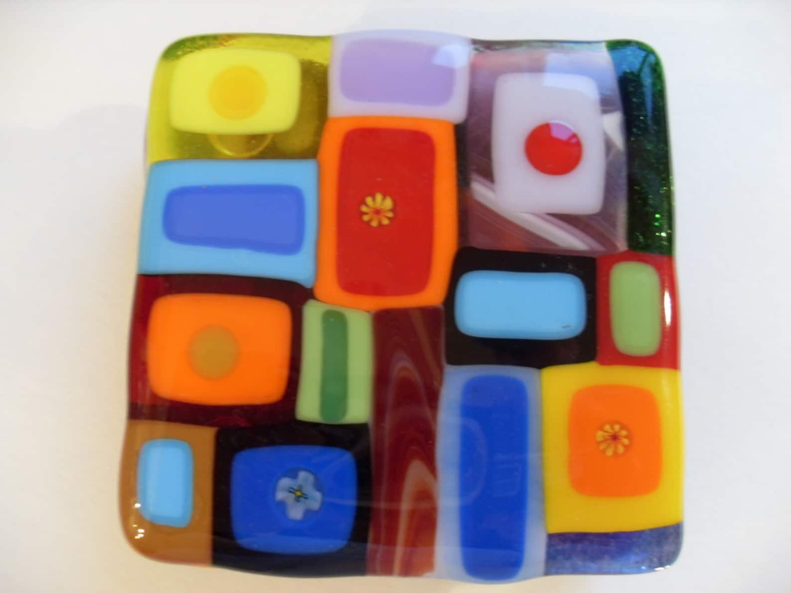 Funky Geometric Super Colorful Fused Glass Coasters - Etsy Canada
