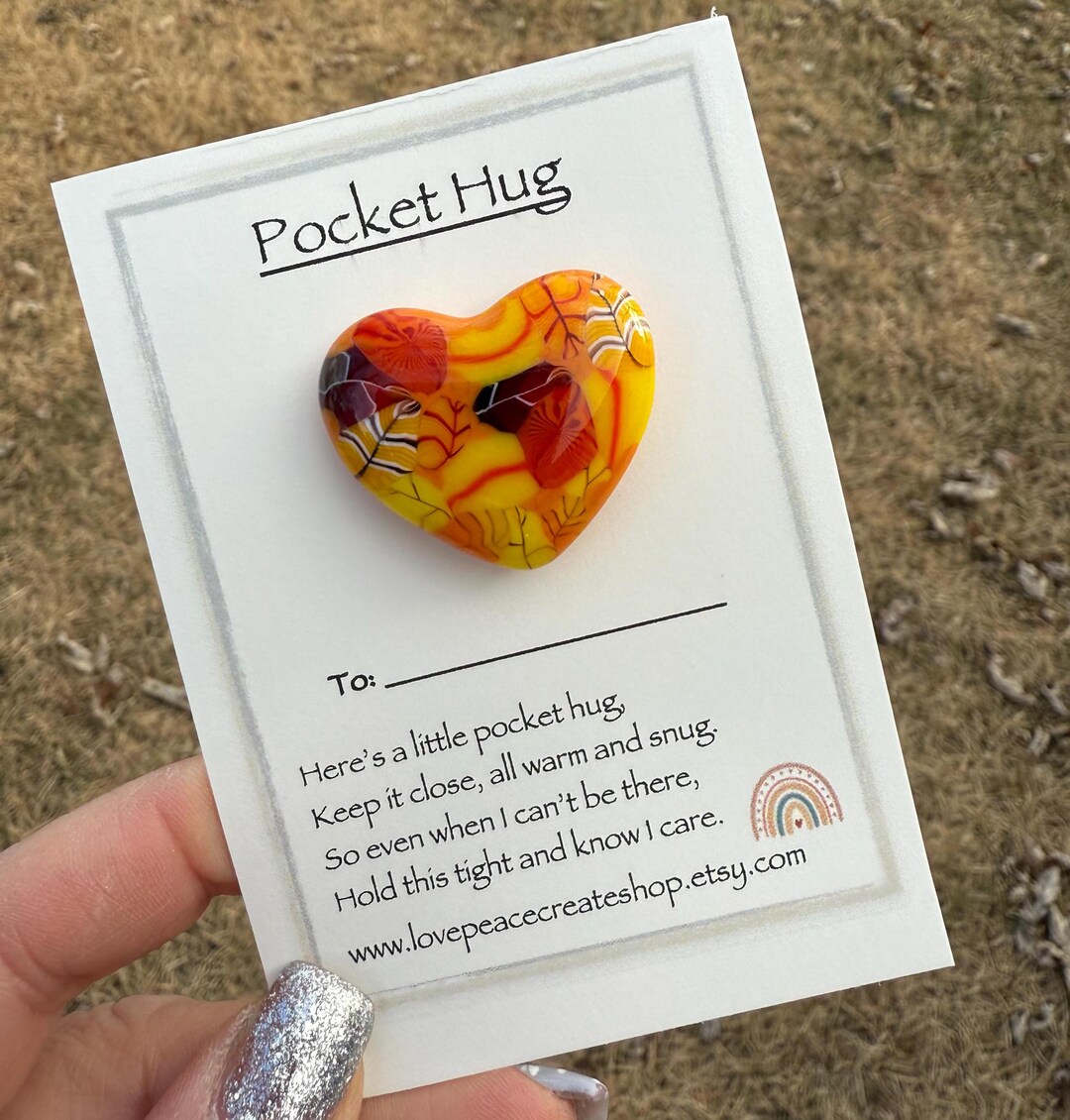 Fused Glass Pocket Heart /heart /pocket Hug /glass Heart - Etsy