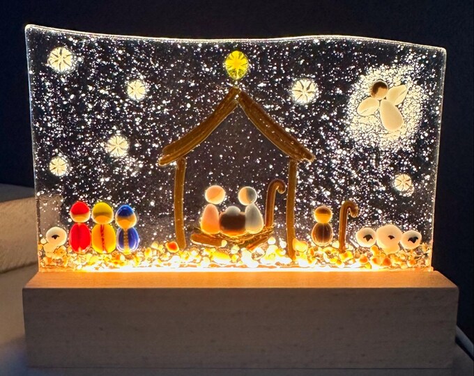 Fused Glass Nativity Light / Spiritual Light /glass LED Light/ Manger ...