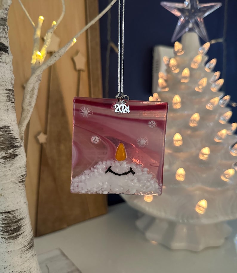 Fused Glass Snowman Christmas Tree Ornament/sun Catcher/ Snowman - Etsy