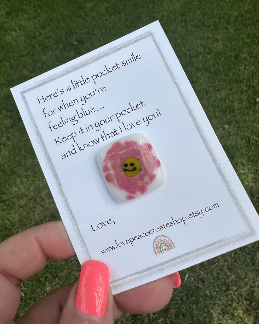 Fused Glass Pocket Smile / Pocket Hug / Pocket Token - Etsy