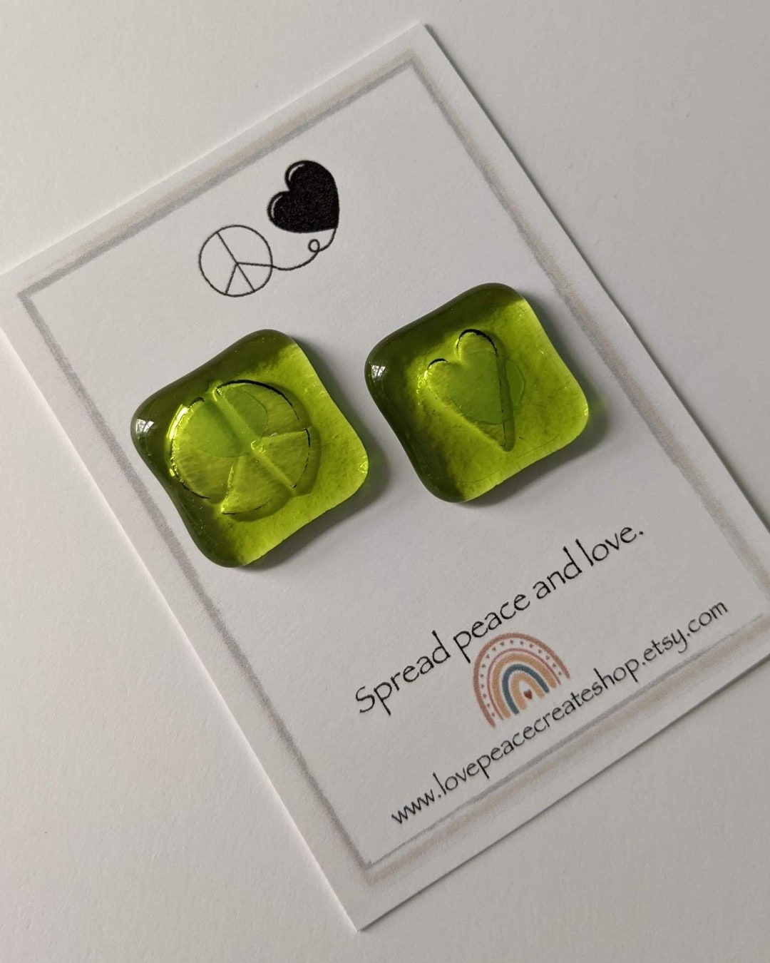 Fused Glass Peace & Love Pocket Tokens /peace and Love /spread - Etsy