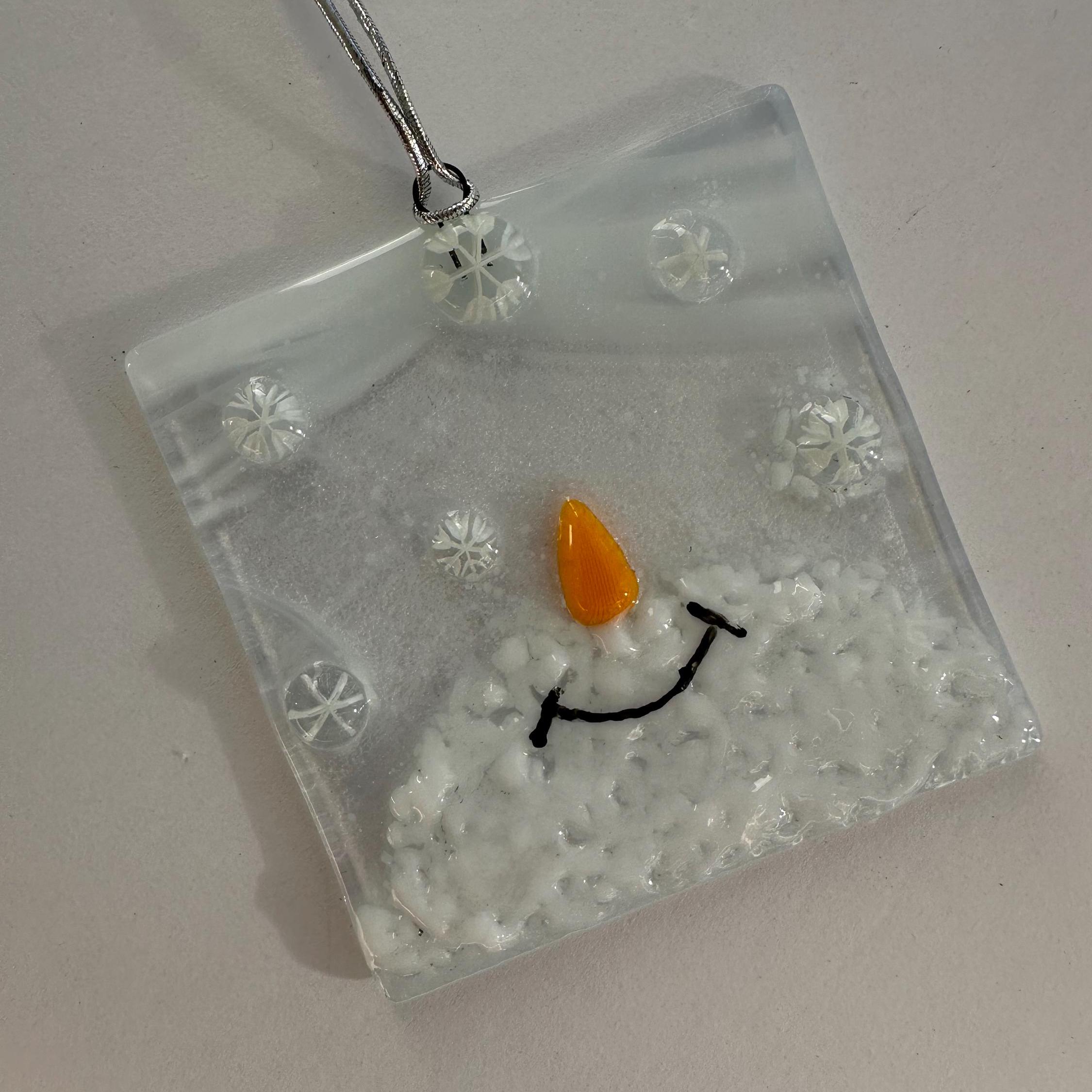 Fused Glass Snowman Christmas Tree Ornament/sun Catcher/ Snowman - Etsy