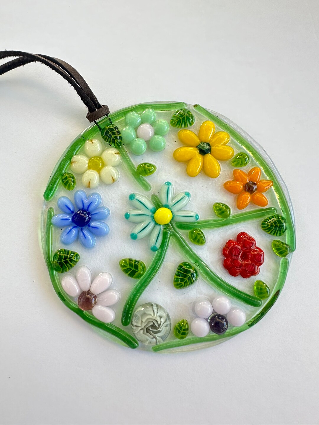 Fused Glass Flowery Peace Sign / Flowers / Peace Sign / Peace Sign Sun ...