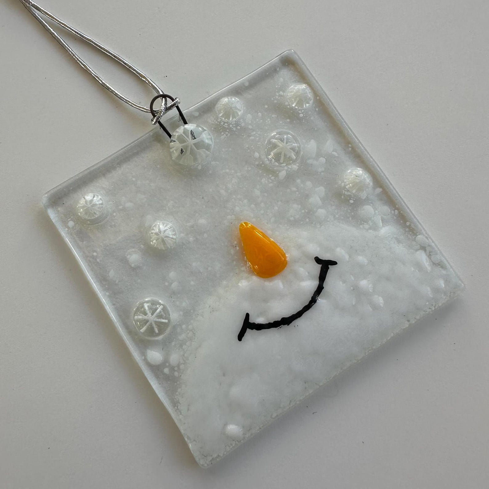 Fused Glass Snowman Christmas Tree Ornament/sun Catcher/ Snowman - Etsy