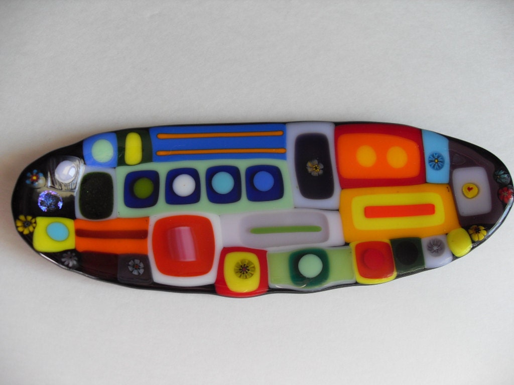 Colorful Crazy Butter Dish Glass Fused | Etsy