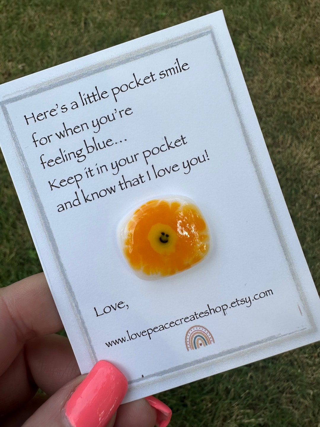 Fused Glass Pocket Smile / Pocket Hug / Pocket Token - Etsy