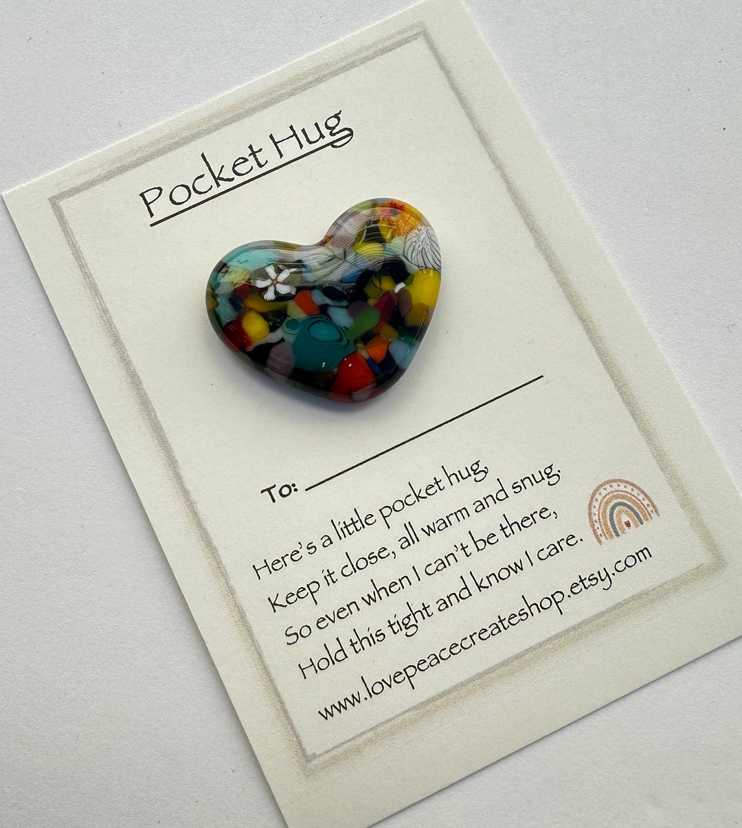 Fused Glass Pocket Heart /heart /pocket Hug / Worry Stone /glass Heart ...