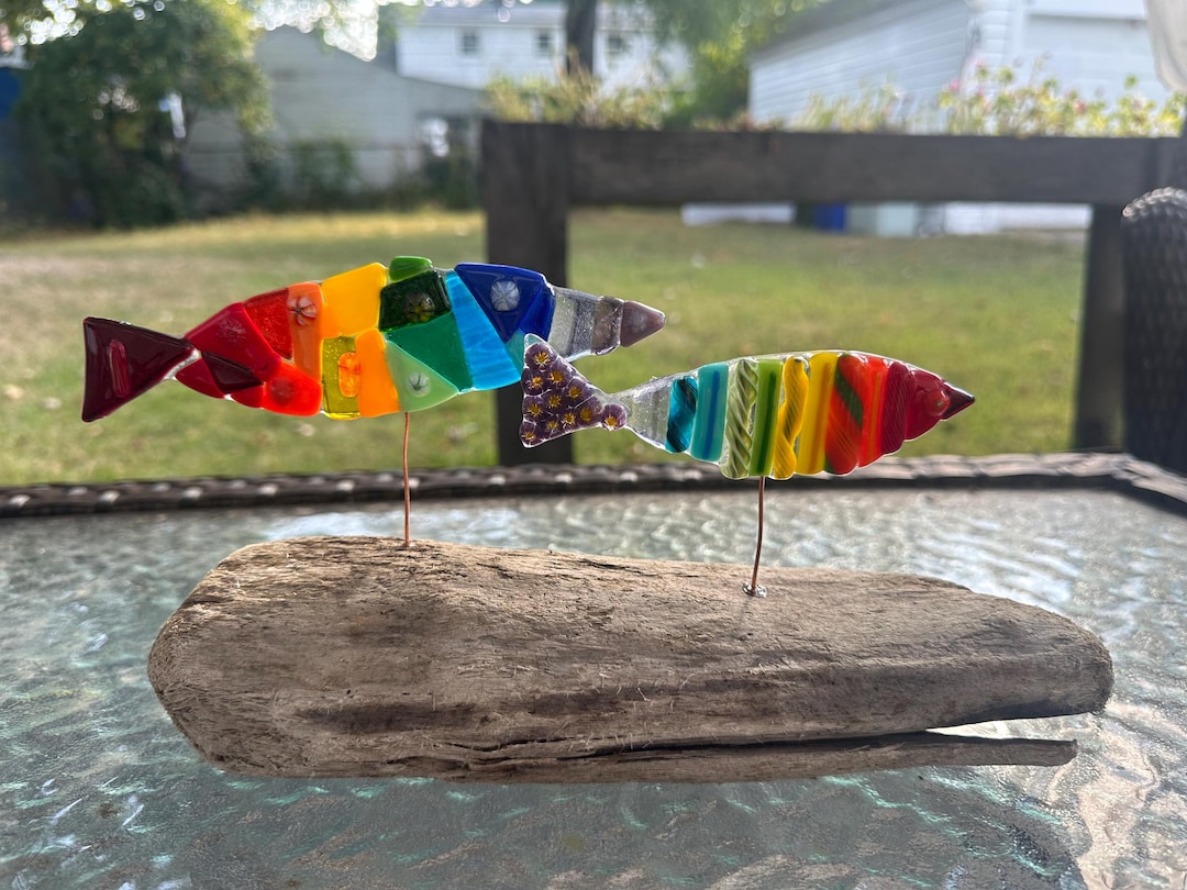 Fused Glass Driftwood Fish/ Fish/glass Fish - Etsy