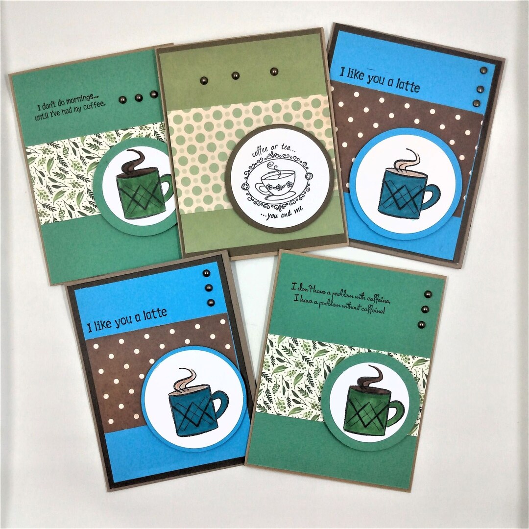 Coffee Lover Note-cards / Set of 5 / Coffee Themed Cards ...