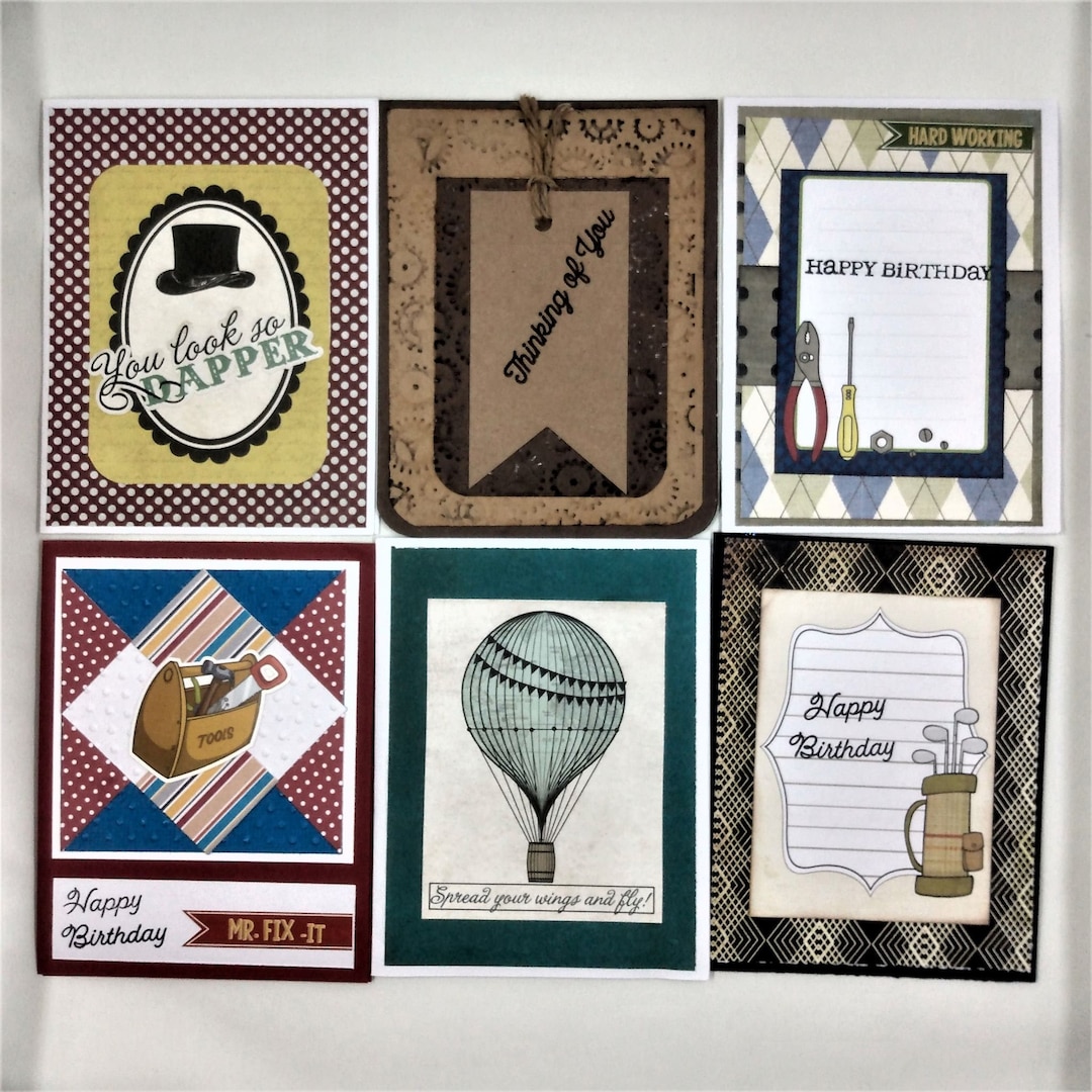 Masculine Greeting Cards / Set of 6 / Manly Note Cards for Men / Mr ...