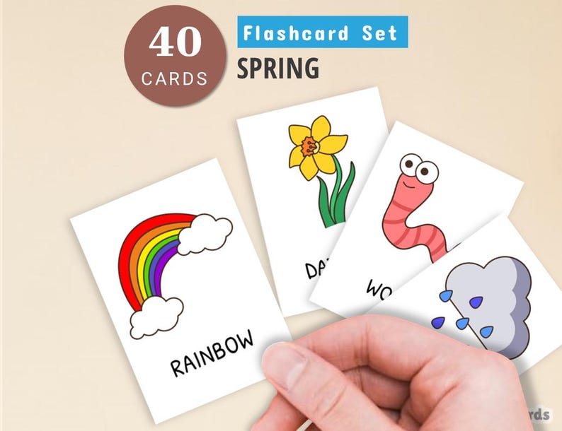 40 Printable Spring Flashcards, Seasons, Nature Cards, Montessori ...