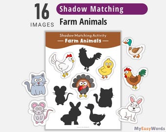 Animal Shadow Matching Game, Toddlers Shadow Matching Activity ...