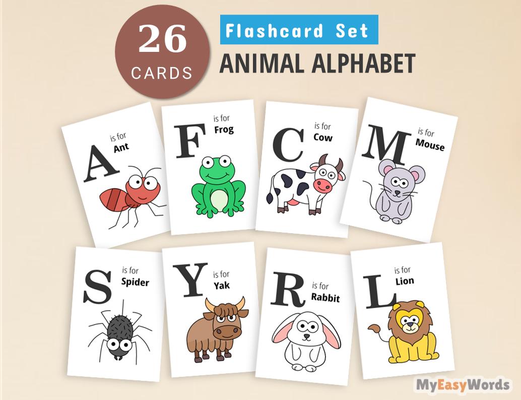 Printable Animal Alphabet Flashcards: Montessori ABC Cards (PDF) - Etsy