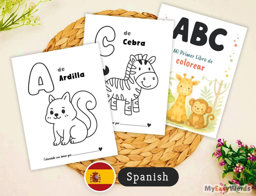 Spanish Animal Alphabet Coloring Book, ABC A–Z With Ñ Printable Pages ...