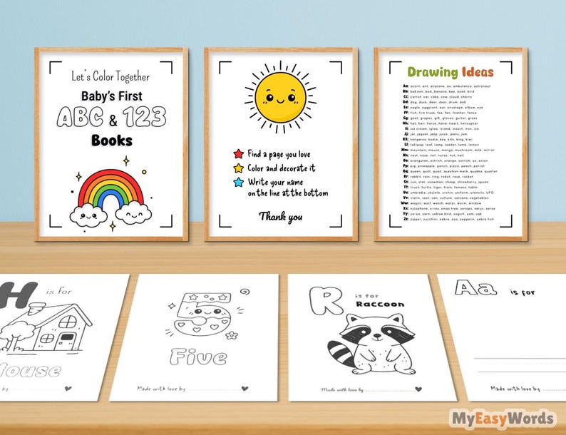 Baby Shower ABC & 123 Coloring Book, Printable Alphabet Numbers ...