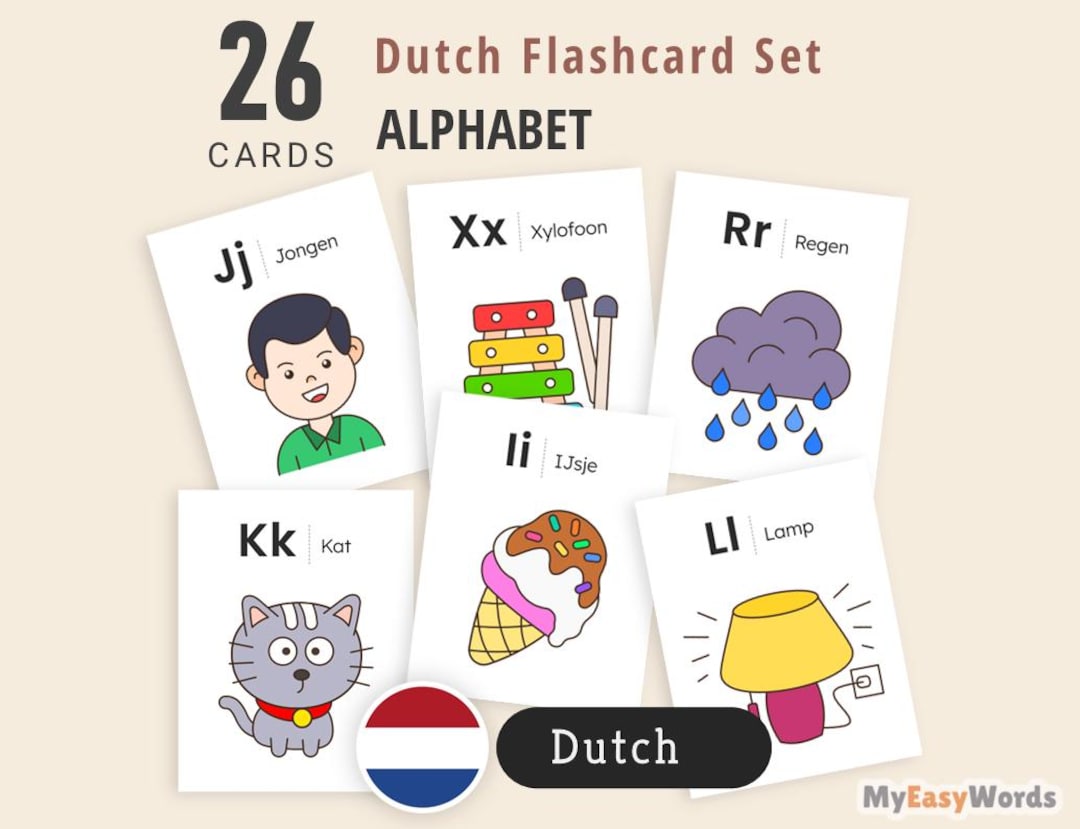 Dutch Alphabet Flashcards, ABC Cards A–Z for Toddlers & Preschool ...