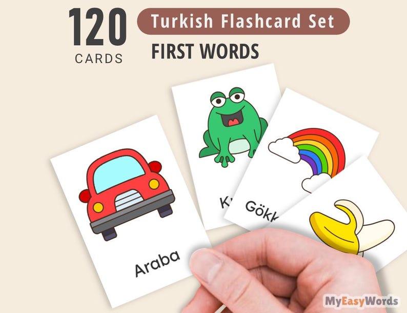 Turkish Flashcards for Kids, Visual Language Learning Cards, Learning ...