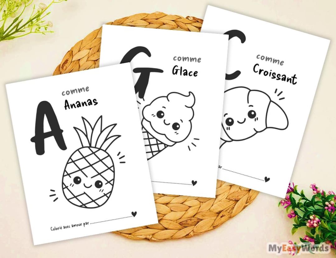 French Food Alphabet Coloring Book, Printable ABC Activity Pages A–Z ...