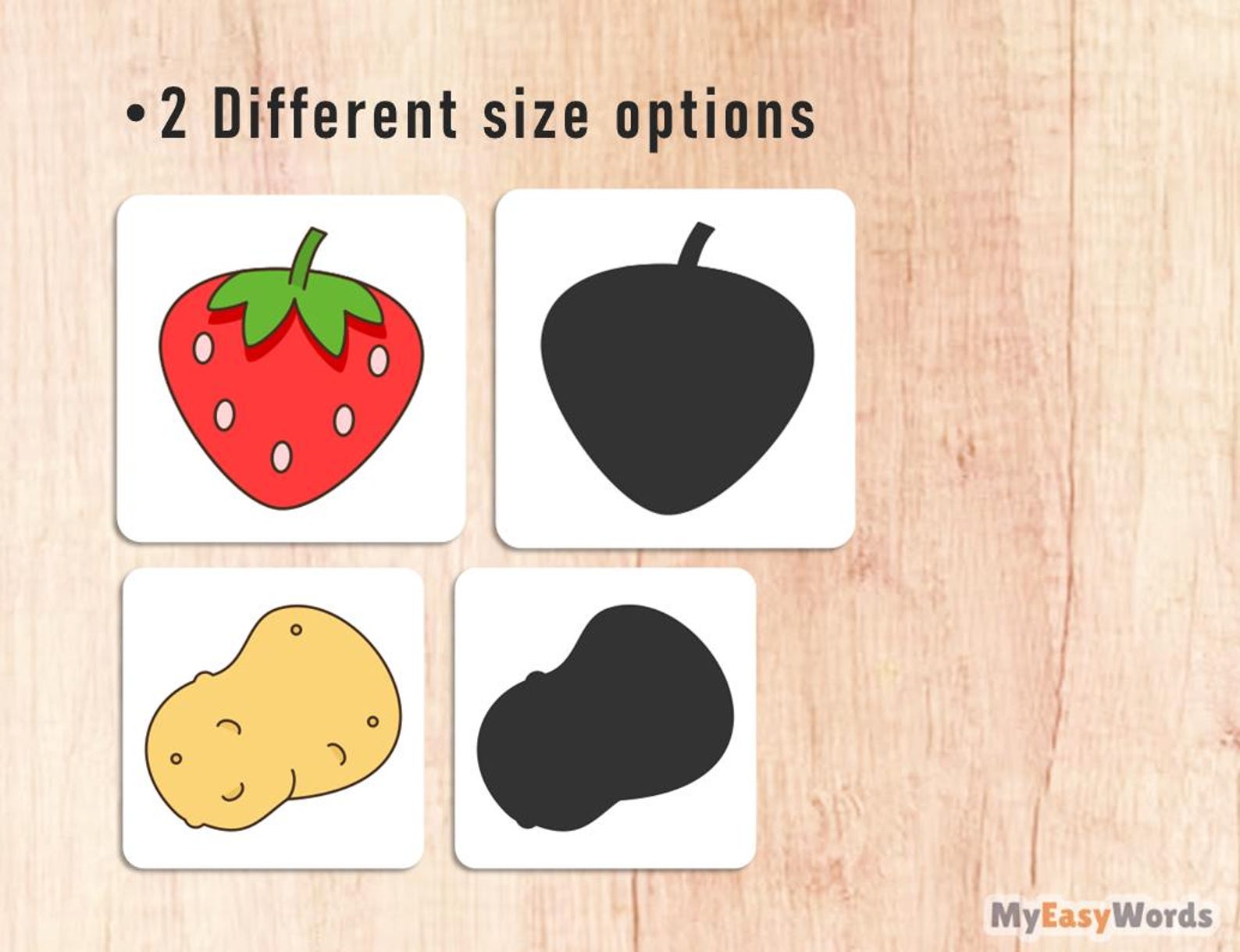 Fruit and Vegetable Shadow Matching Cards, Printable Fruit Veggie ...