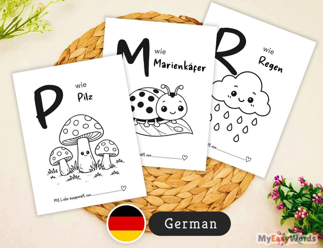 Spring Themed German Alphabet Coloring Book, , Printable ABC Coloring ...