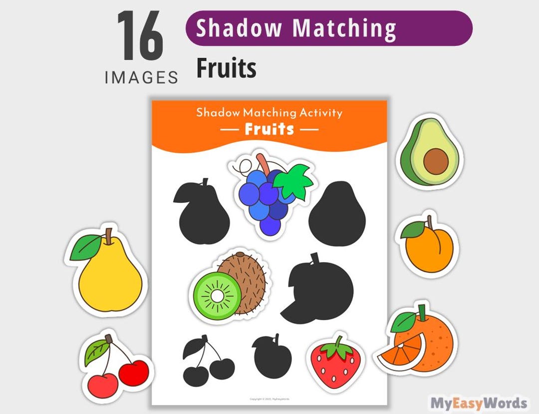 Fruit Shadow Matching Game, Toddlers Shadow Matching Activity ...