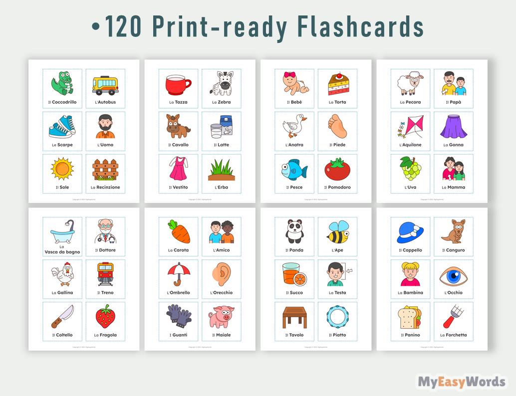 Printable First Italian Words Flashcards , Baby and Toddlers First ...