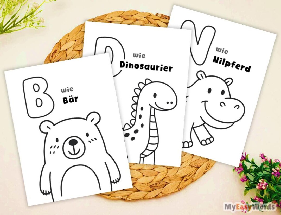 German Animal Alphabet Coloring Book, Baby's First ABC Book, Baby ...
