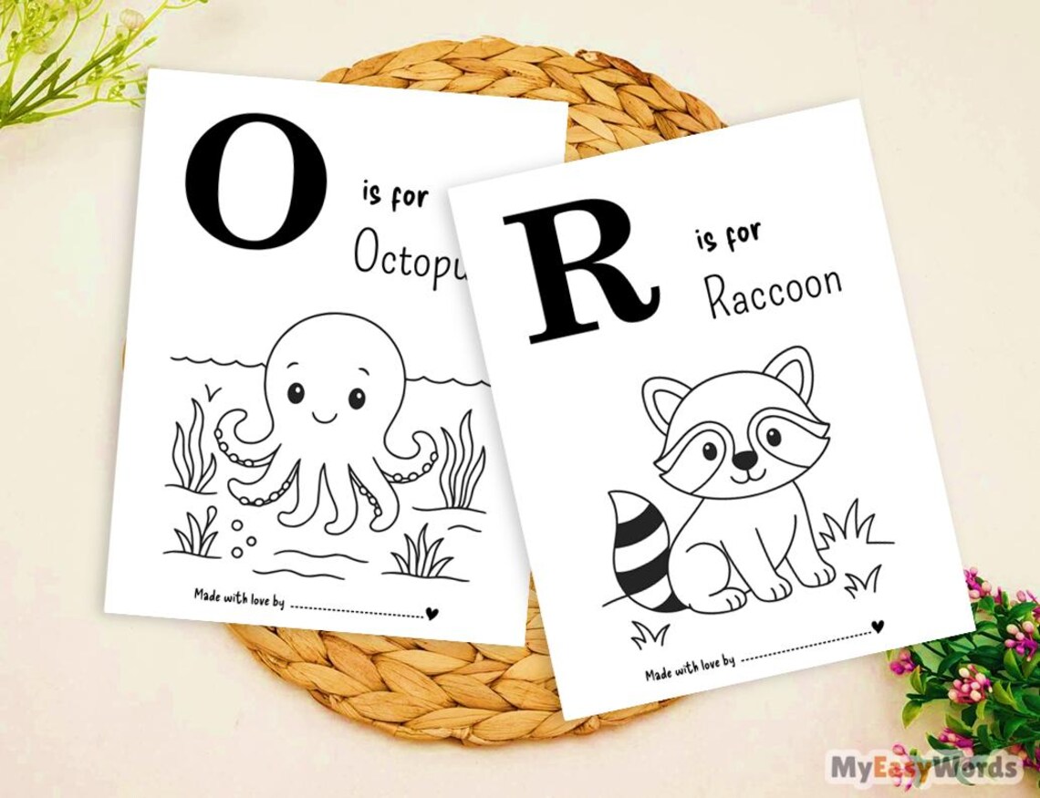 Animal Alphabet Coloring Book: English ABC Printable (PDF Download, 8 ...