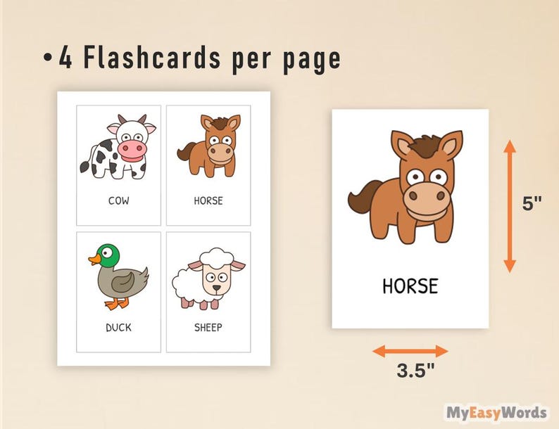 Printable Farm Animal Flashcards: Montessori Learning (PDF) - Etsy