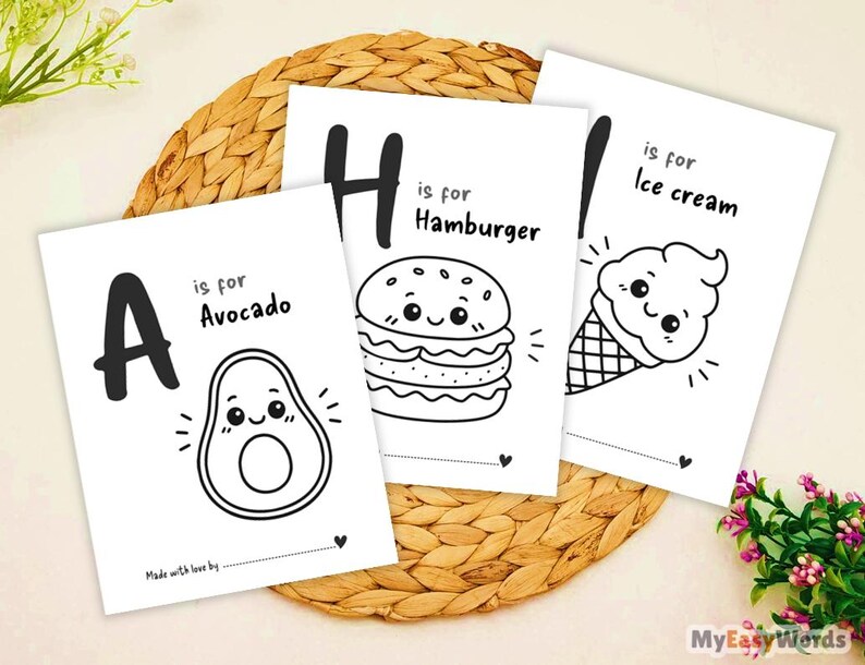 Food Alphabet Coloring Book, Printable A to Z ABC Coloring Pages for ...