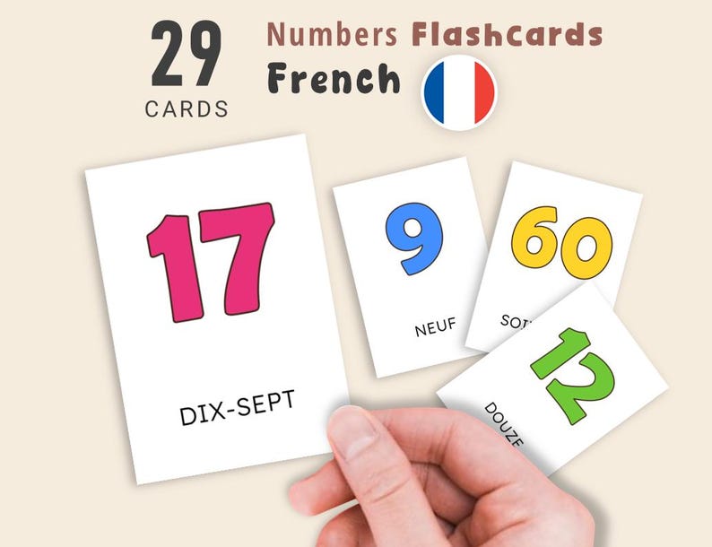 Printable French Numbers Flashcards, Learn Counting 1 to 100 in French ...