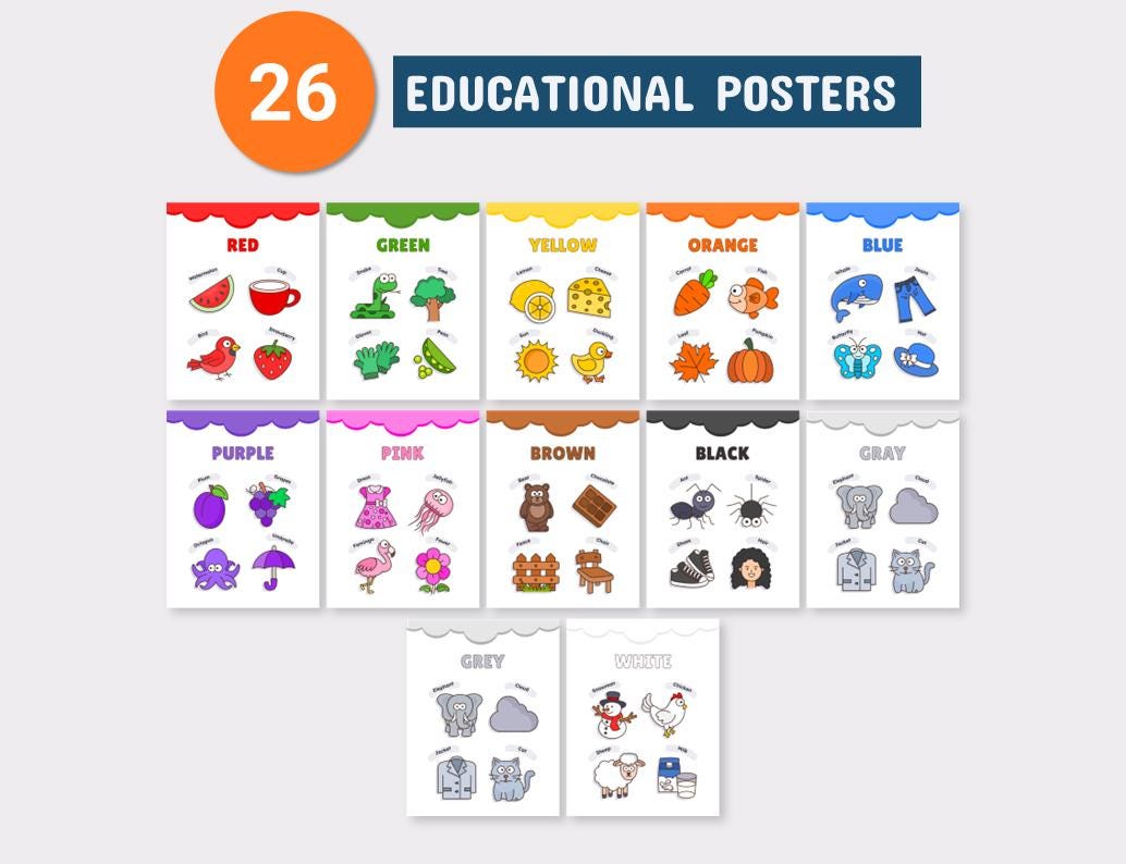 Colors Educational Poster, Montessori Poster, Learn Colors, Classroom ...