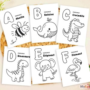 French Animal Alphabet Coloring Book, Baby's First ABC Book, Baby ...