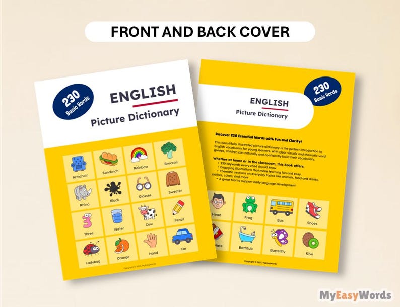 Printable Picture Dictionary: First Words English Vocabulary Book ...