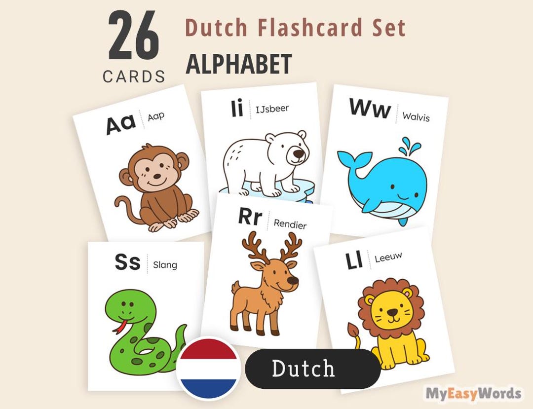 Dutch Animal Alphabet Flashcards, ABC Cards A–Z for Toddlers ...