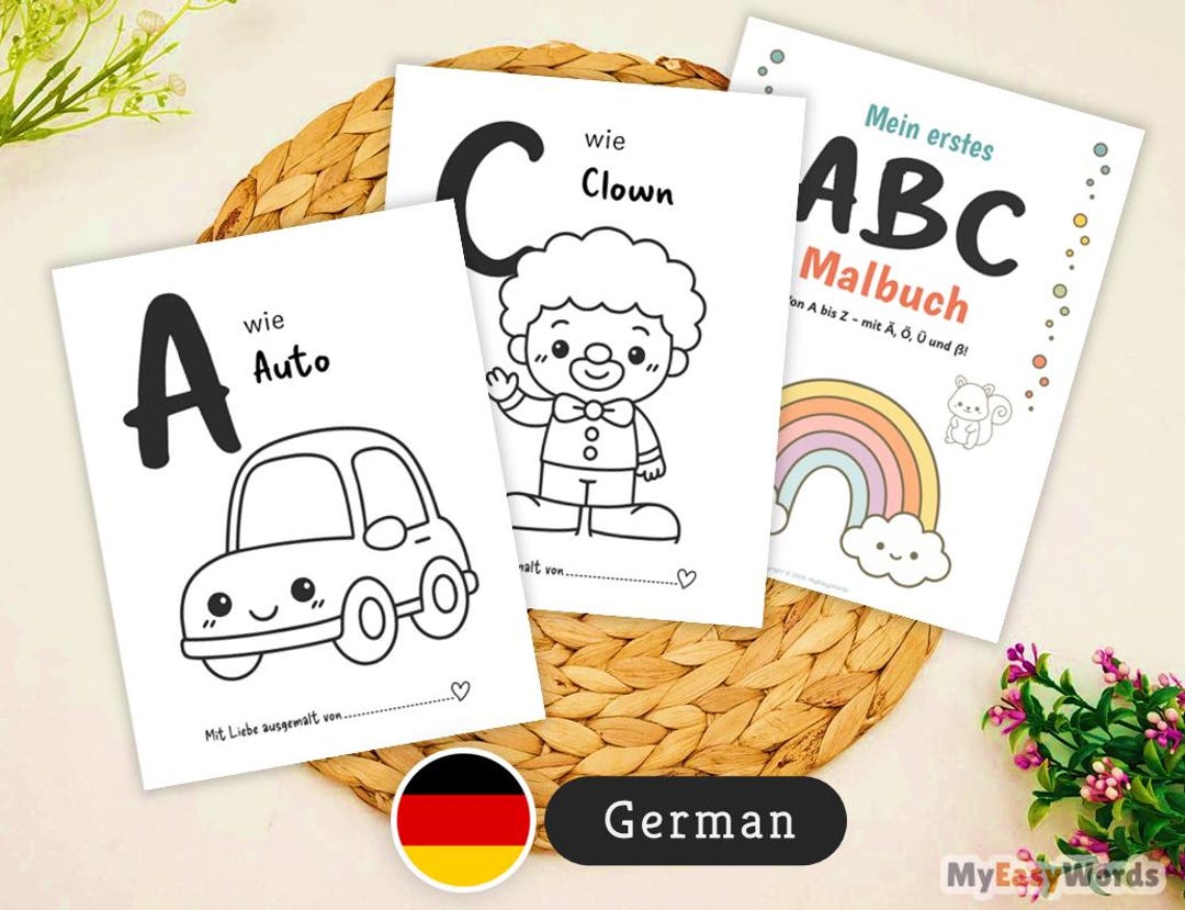 German Alphabet Coloring Pages, Printable ABC Activity Book A–Z for ...