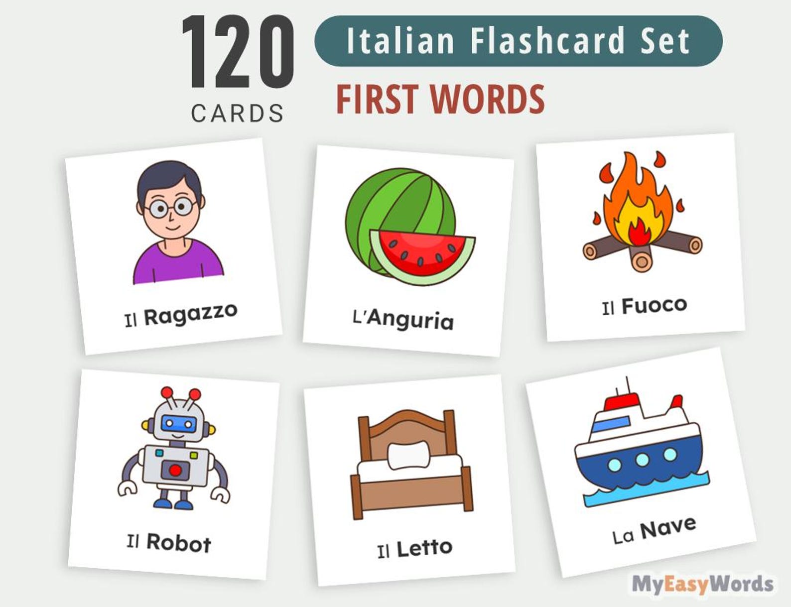 Printable First Italian Words Flashcards , Baby and Toddlers First ...