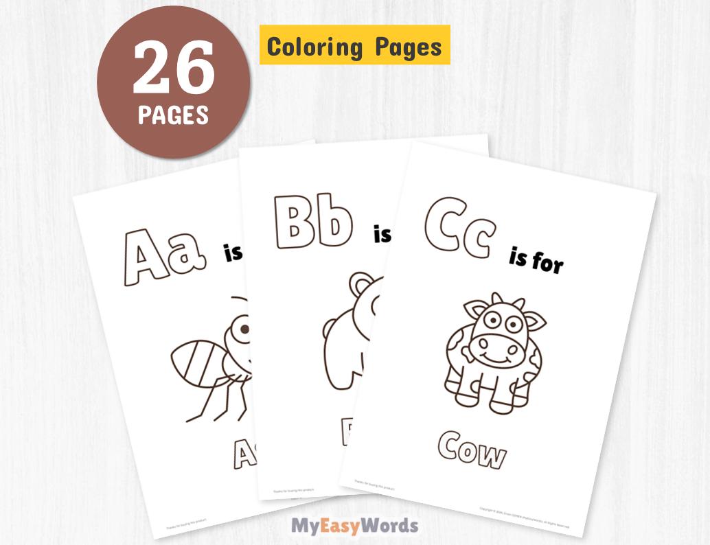 Printable Animal Alphabet Flashcards, Animal Alphabet Coloring Pages ...