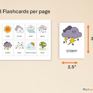 28 Weather Cards, Season Flashcards, Montessori Flashcards, Pre-school ...